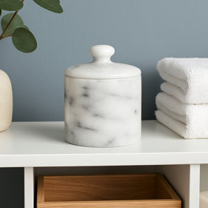Charlton Home® Jorden Hand Carved Natural Marble Storage Jar Heavy Duty ...