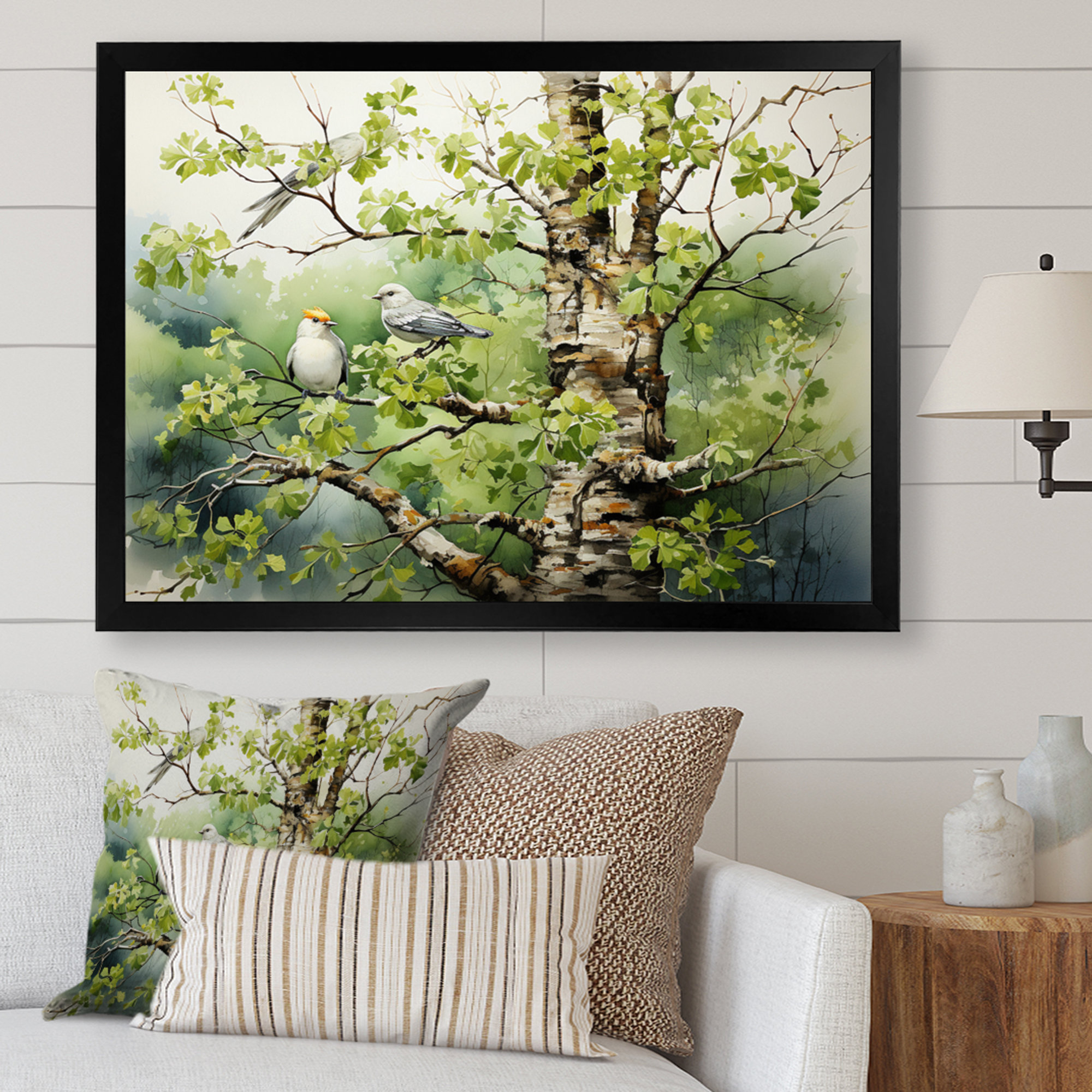 Red Barrel Studio® Green Tree Bird Sycamore Serenade Framed On Canvas ...