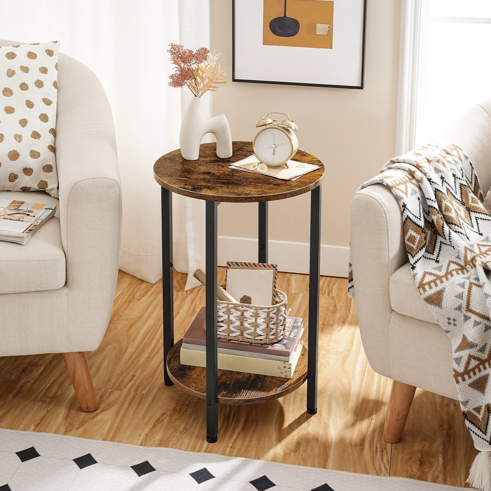 HOOBRO 2-tier Round Side Table - Wayfair Canada