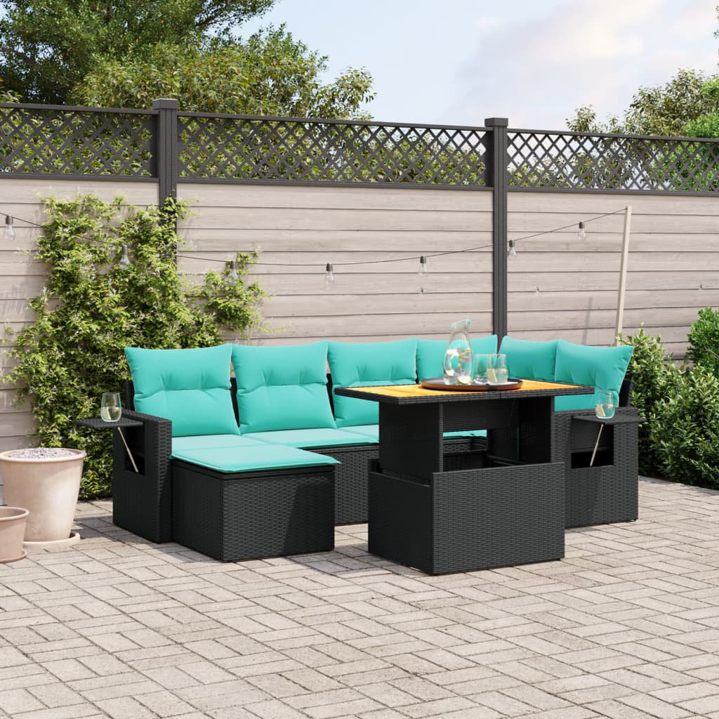 Latitude Run® 7 Piece Patio Sofa Set With Cushions Poly Rattan ...