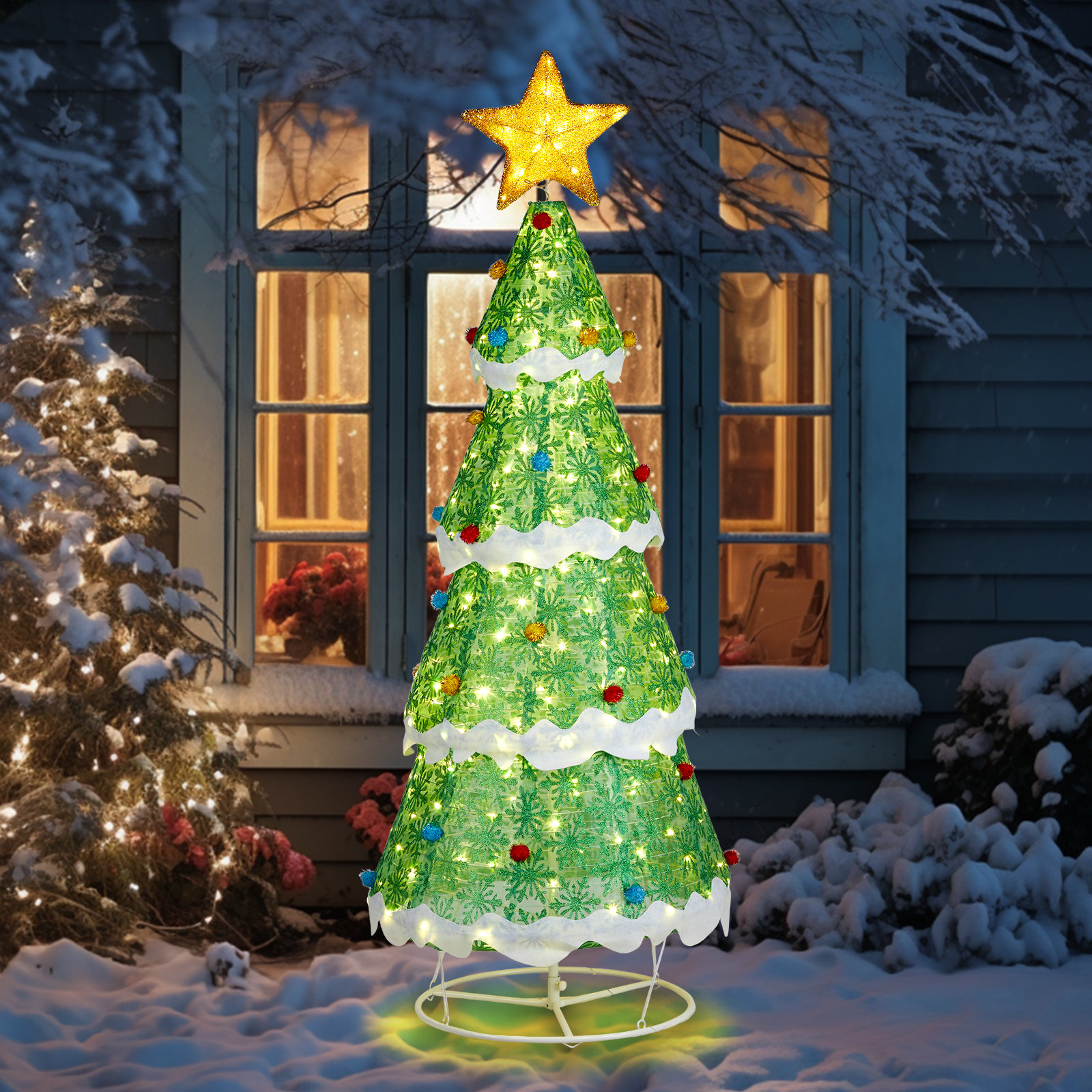 The Holiday Aisle® Lighted Collapsible Tree With Warm White Lights And ...