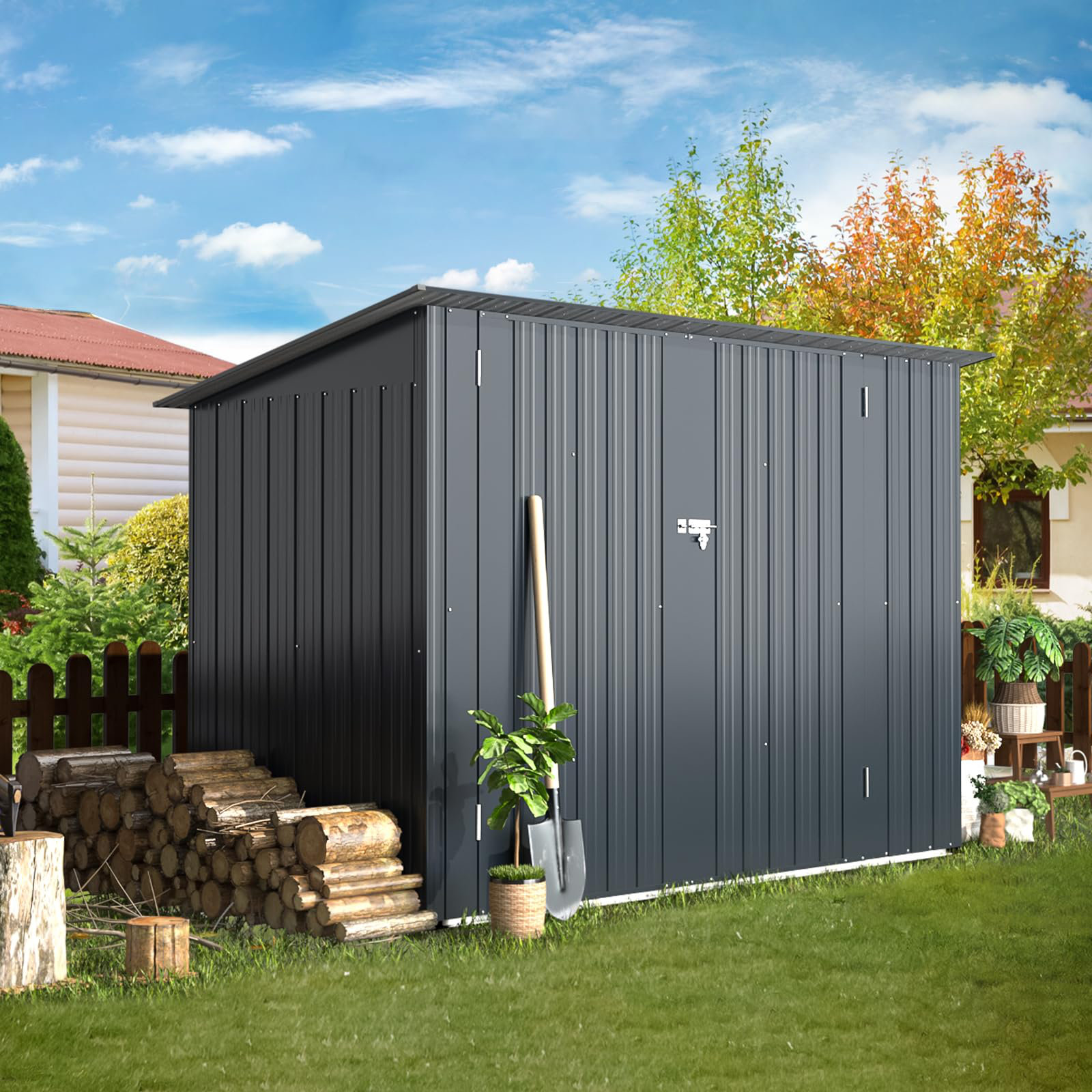 AECOJOY 7 ft. W x 3 ft. D Metal Horizontal Storage Shed & Reviews | Wayfair