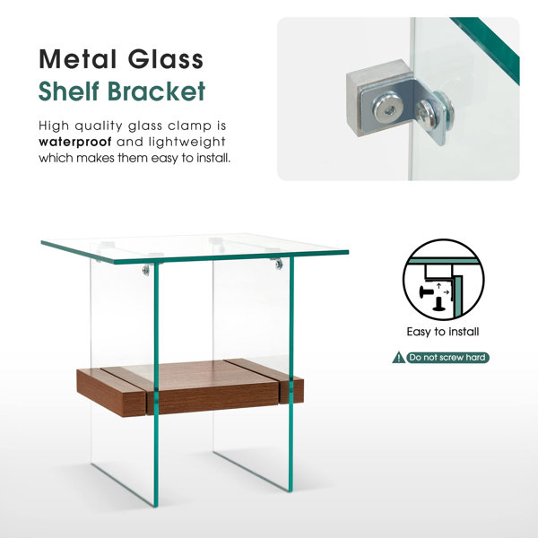 Ivy Bronx Isabeth 20''Modern Narrow Glass End Table,Clear Couch Sofa ...