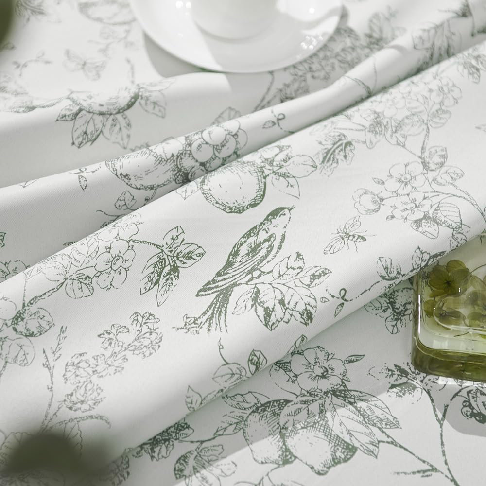 Lark Manor™ Blackout Floral Printed Flower Sage Green Curtains for Bedroom Rod Pocket Back Tab ...