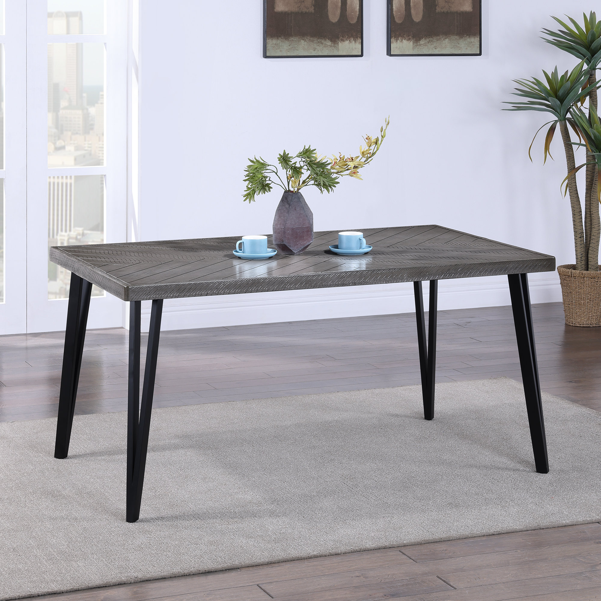 Wade Logan® Carveth Metal Base Dining Table & Reviews | Wayfair