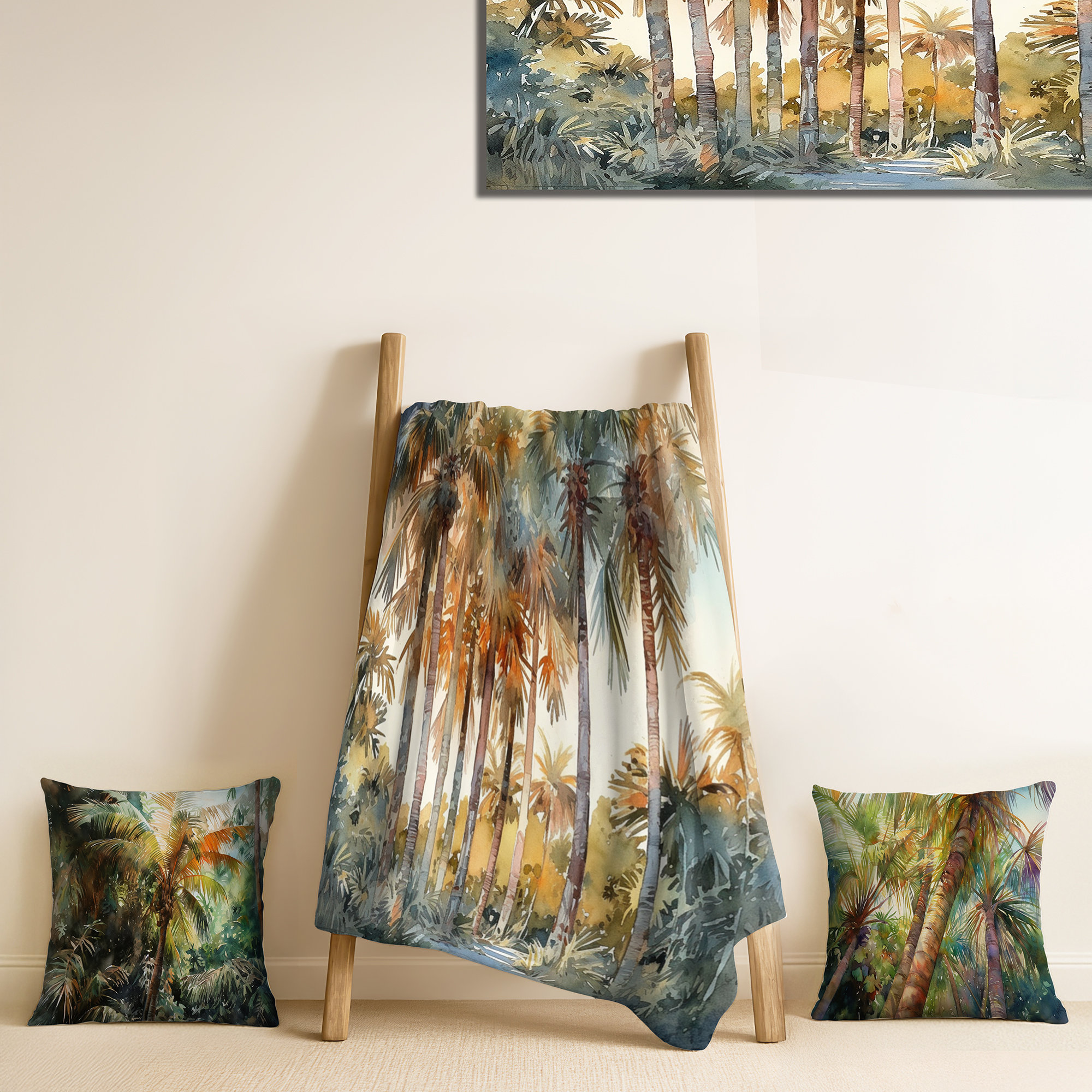 Design Art Green Palm Tree Paradise III - Palms & Palm Trees Throw ...