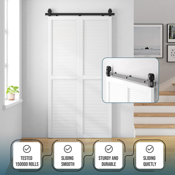 LDB_BUILDING Standard Bifold Single Barn Door Hardware Kit (Door Not ...