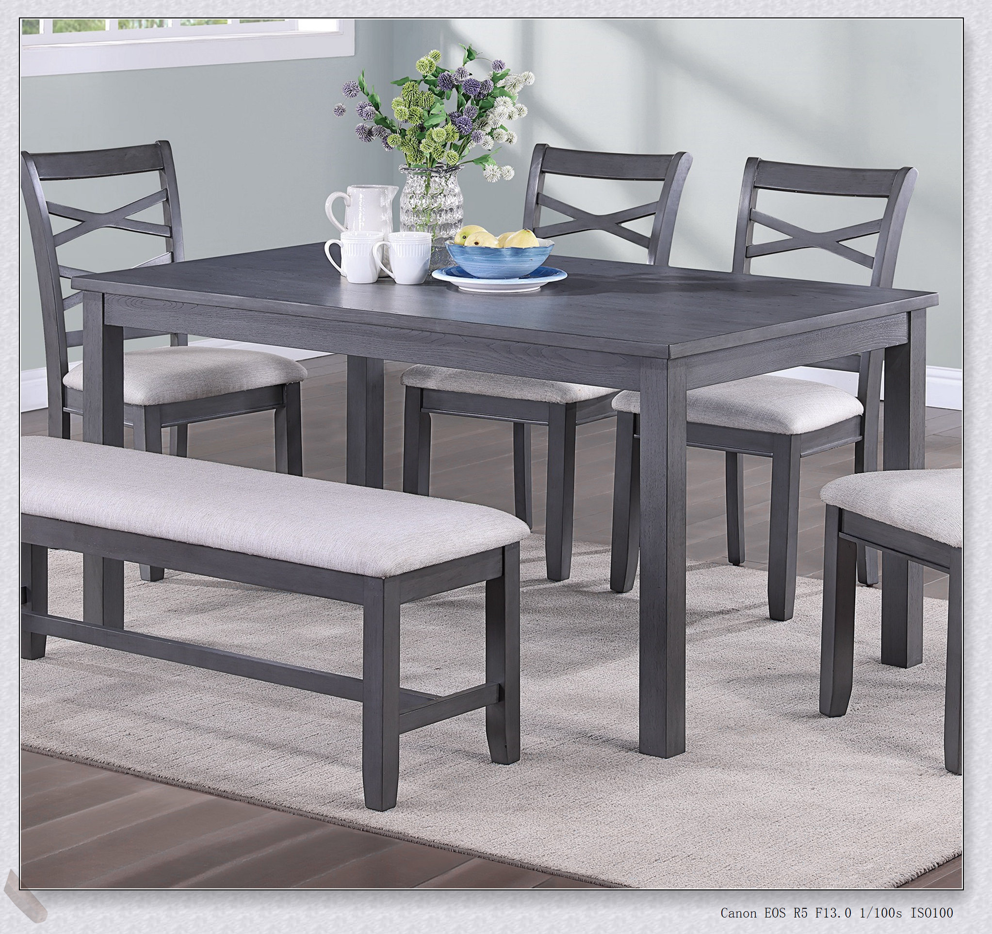 Think Urban Modern 6-Piece Dining Set with Unique Design Wooden Top ...
