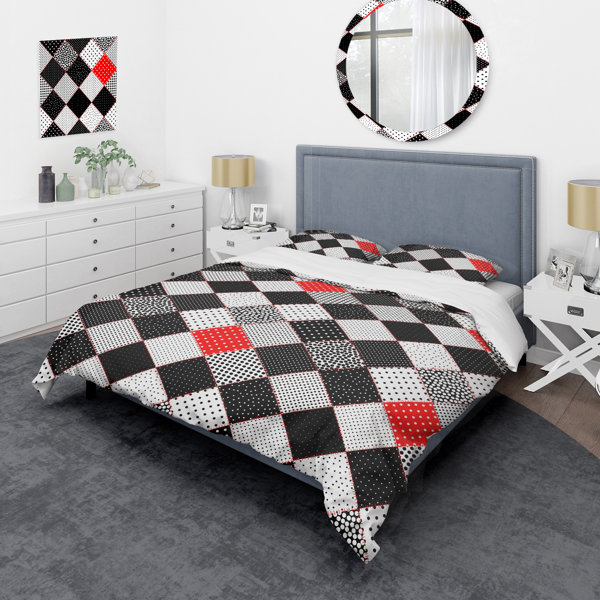 DesignArt Black And White Patchwork Patchwork Duvet Cover Set - Wayfair ...