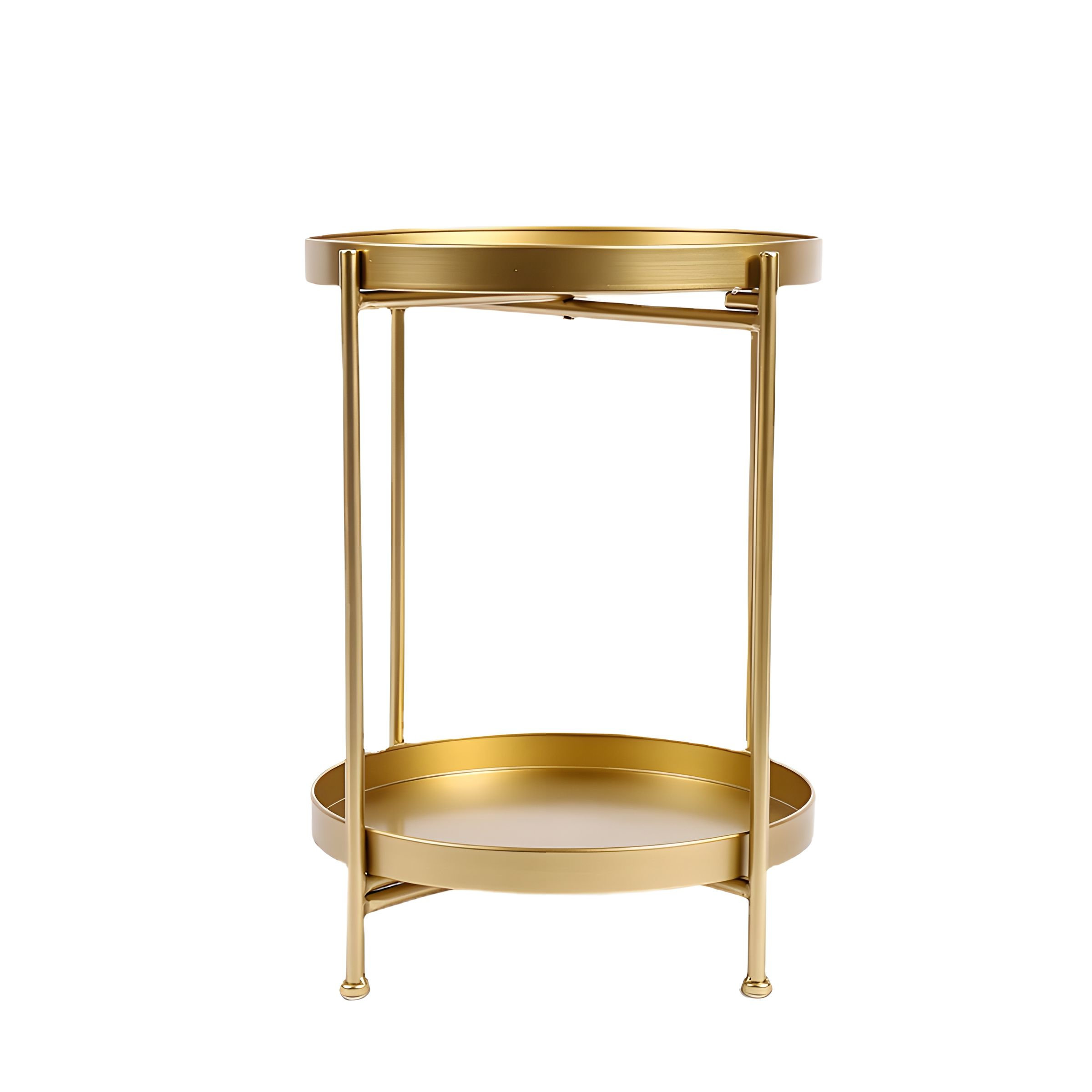 Ebern Designs Modern Metal Side Table With Round Tray Top, 2-Tier Sofa ...