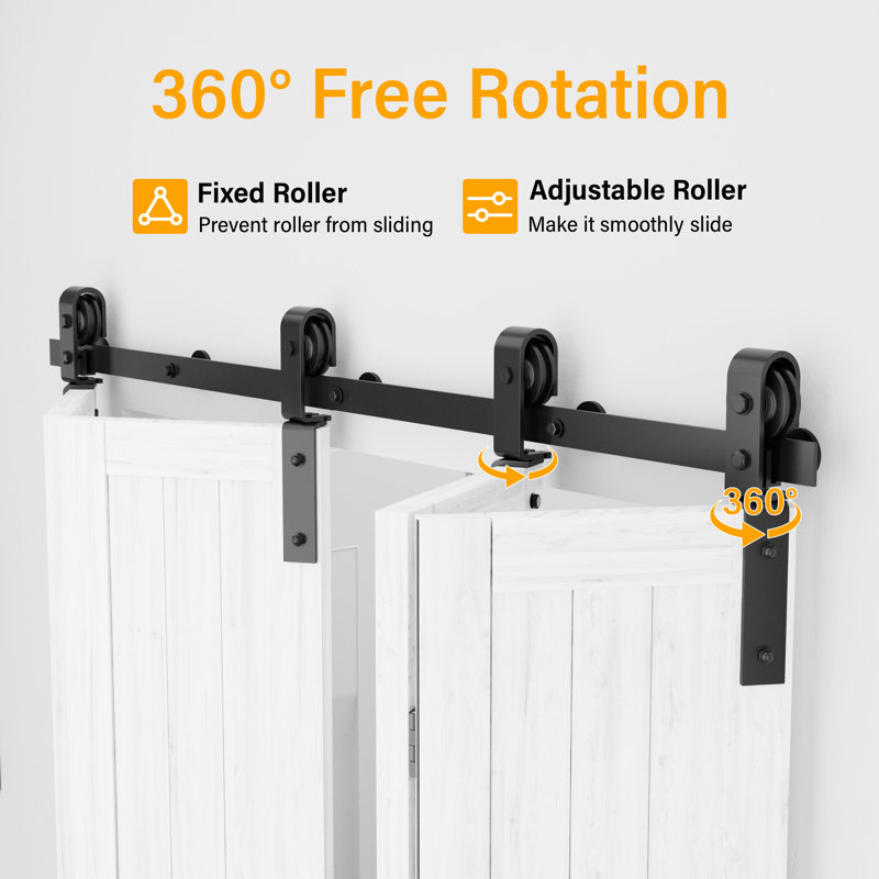 Lazio Bifold Barn Door Hardware Kit Black Folding Barn Door Kit (Doors ...