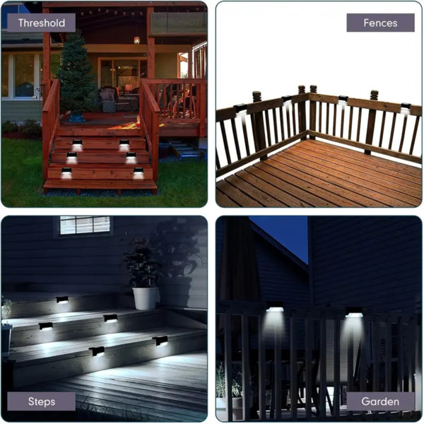 Aptoco Solar Powered Integrated LED Deck Light Pack Outdoor Waterproof ...