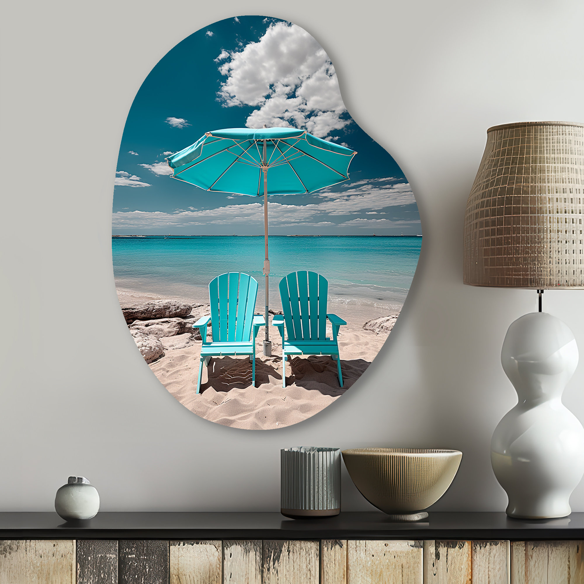 Design Art Beach Sandy Escape Chairs - Coastal Beach Pear Shape Assymterical Metal Wall Art ...