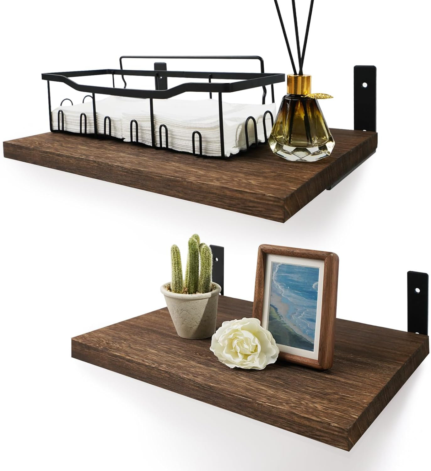 17 Stories Wall Mounted Rustic Farmhouse Shelves | Wayfair