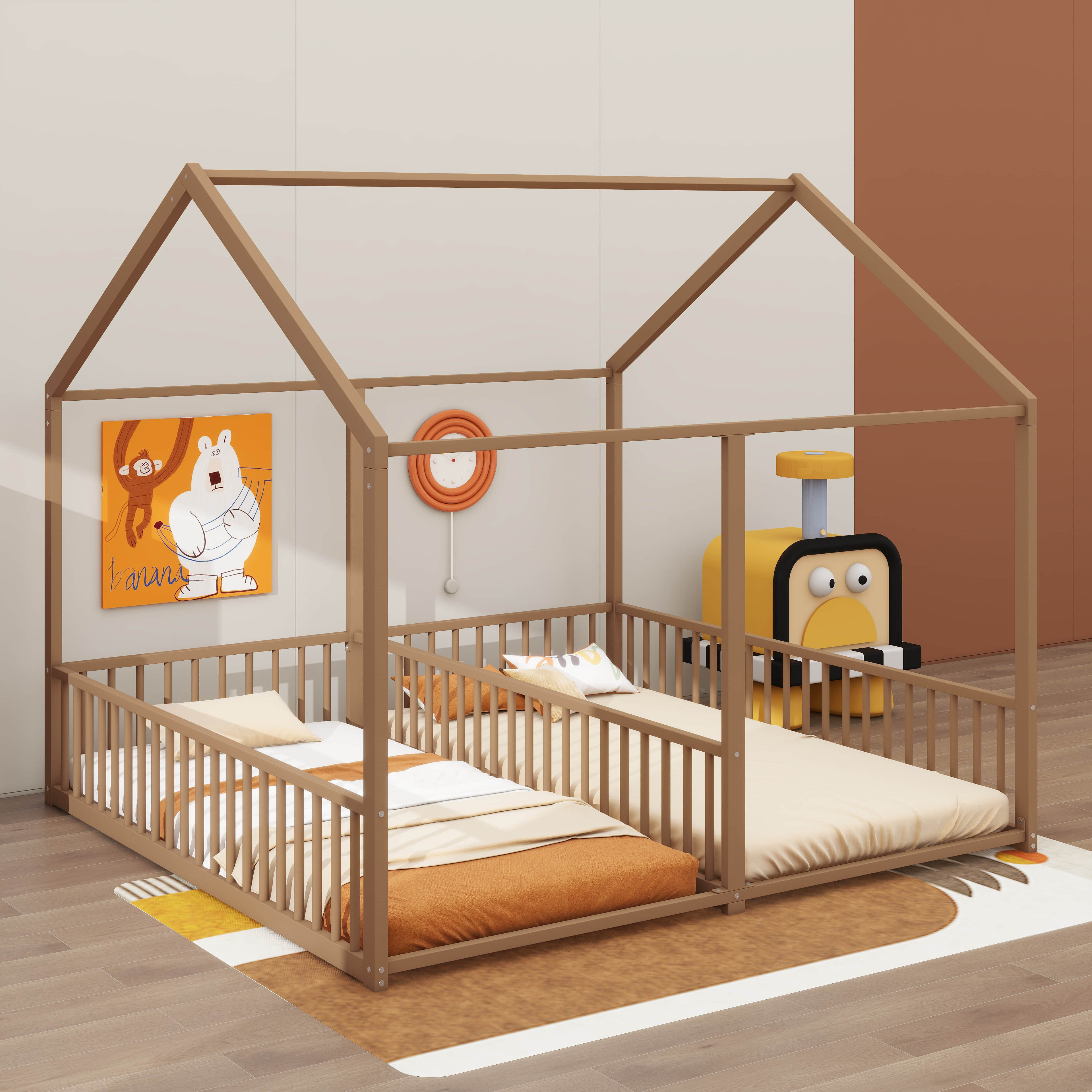 Harper Orchard Metal Twin-Size Loft Platform Beds, Accommodating Two ...