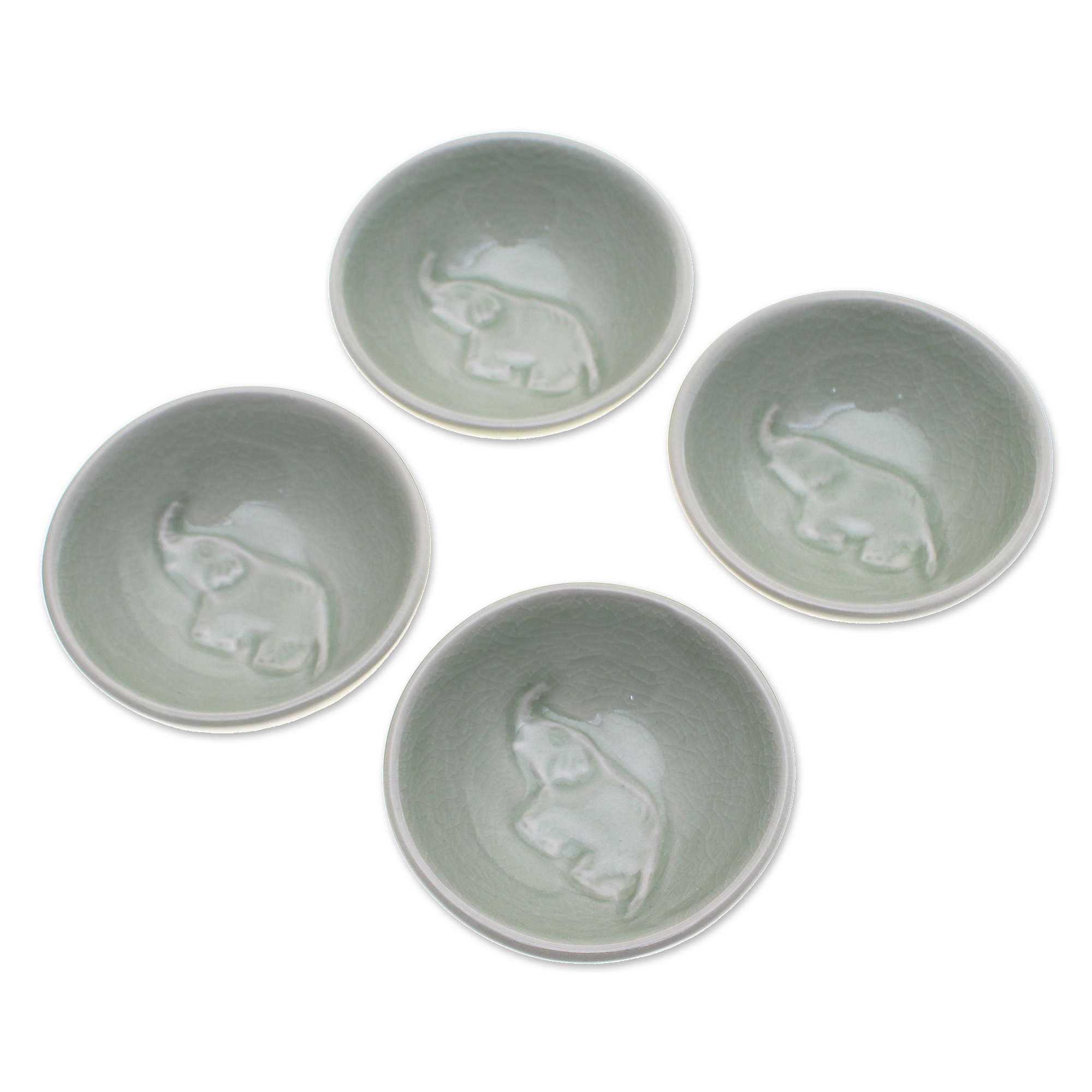 Dakota Fields Handmade Gourmet Elephant Celadon Ceramic Condiment Bowls
