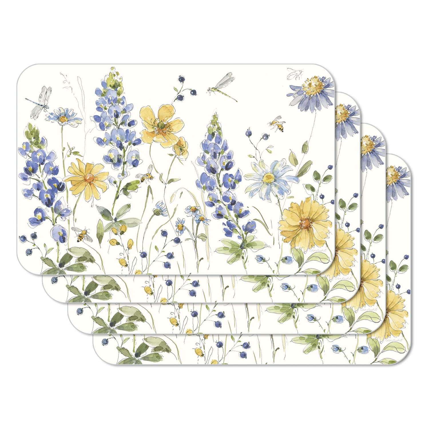 CounterArt Lovely Blues Reversible Easy Care Flexible Plastic Placemat ...