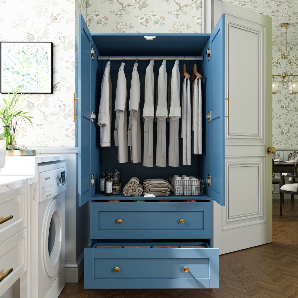 HOMEIBRO Chic Cove Shaker 2-Door Armoire With Drawers & Reviews | Wayfair