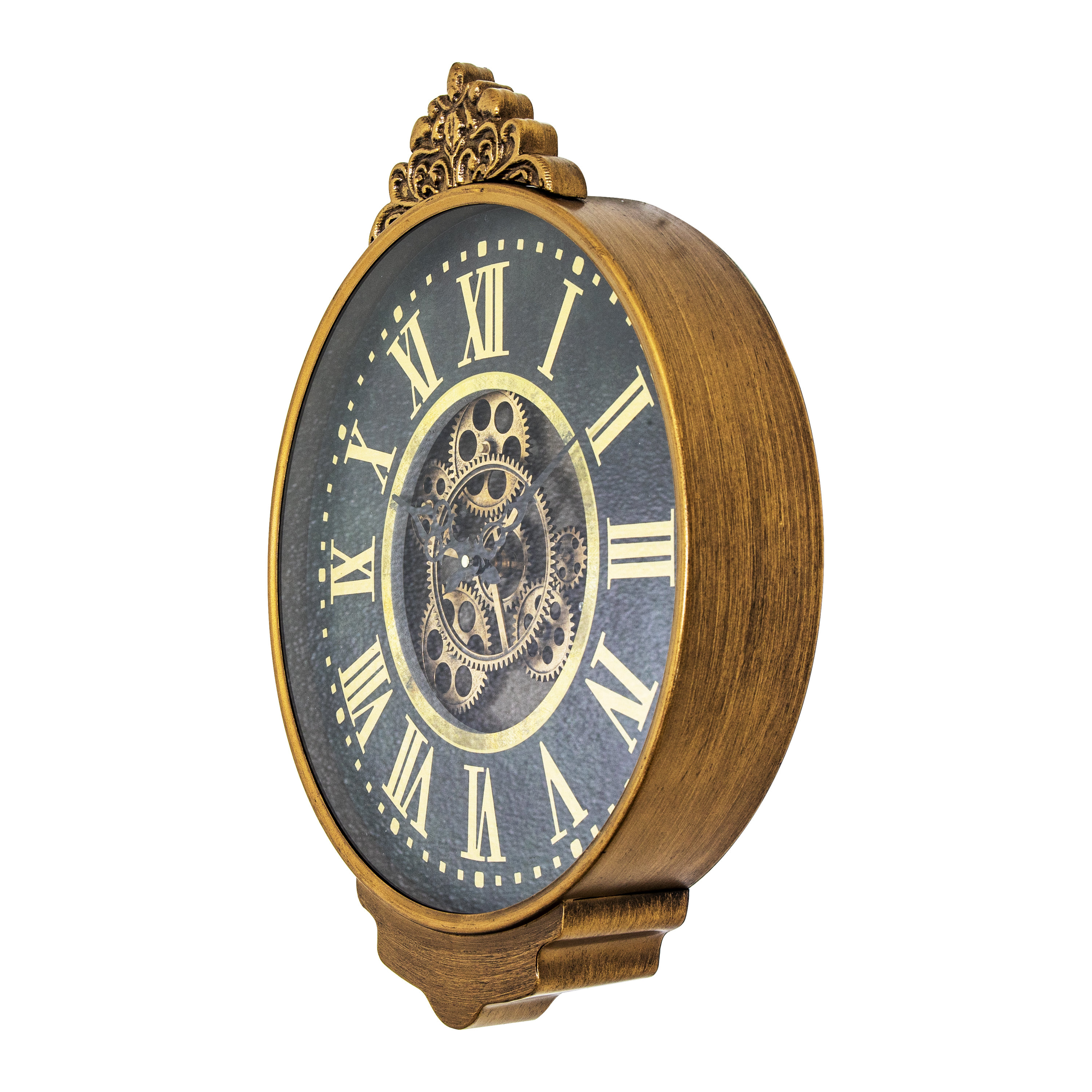 Astoria Grand 32" Vintage Crown Clock With Open Moving Gears | Wayfair