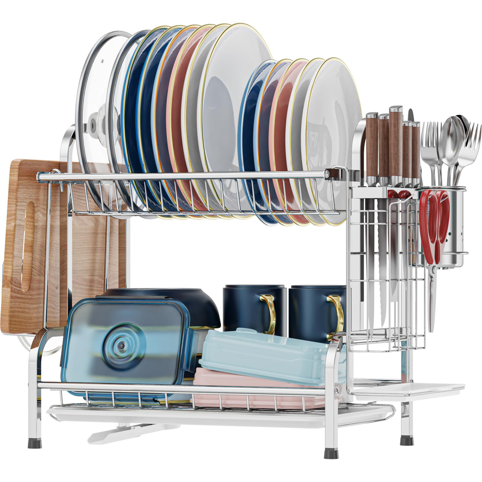 LEERWEI 2 Tier Dish Drying Rack - Stainless Steel Dish Rack For Kitchen ...