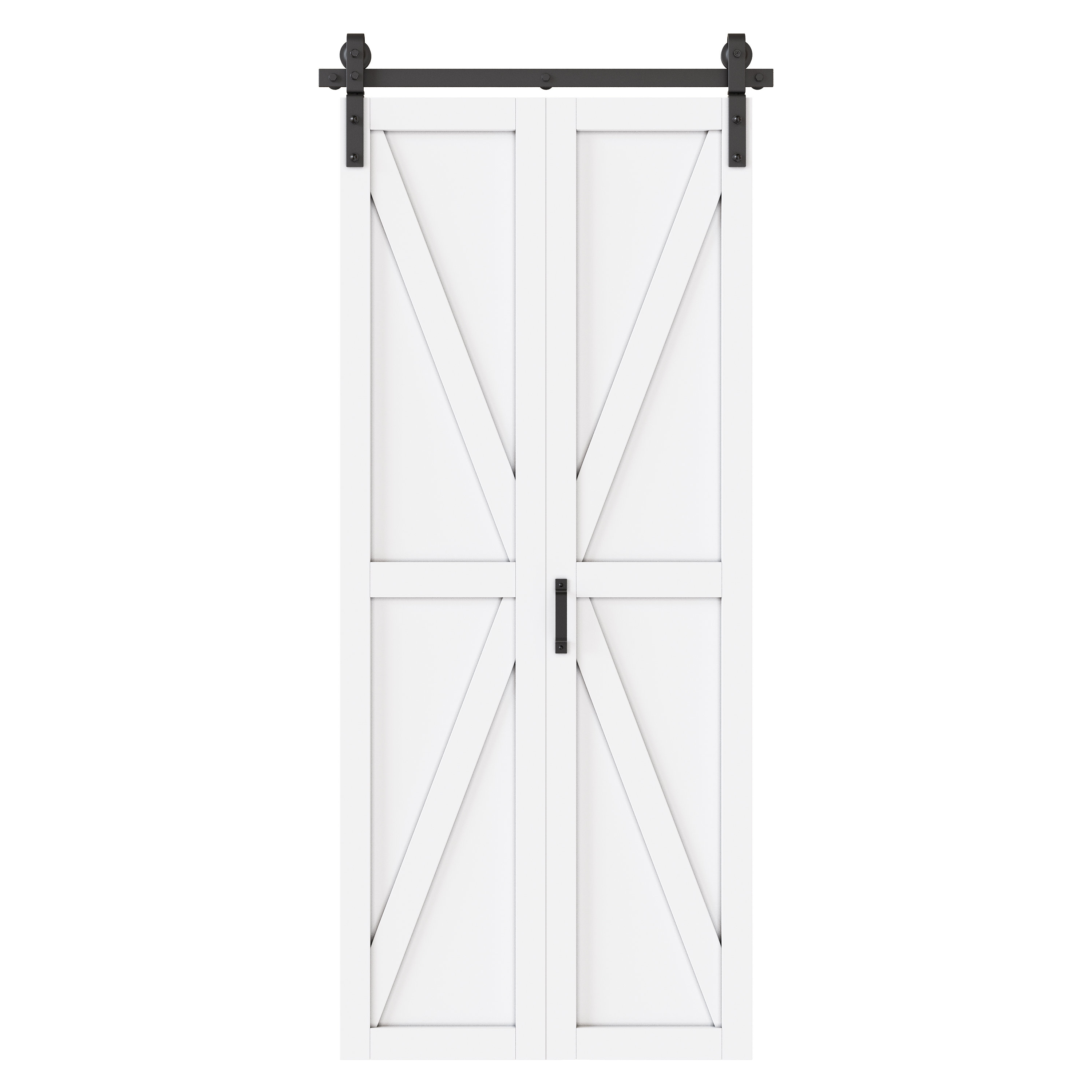 HOZONE 84'' Height White Primed K Shape Solid Core Bi-Fold Barn Door ...
