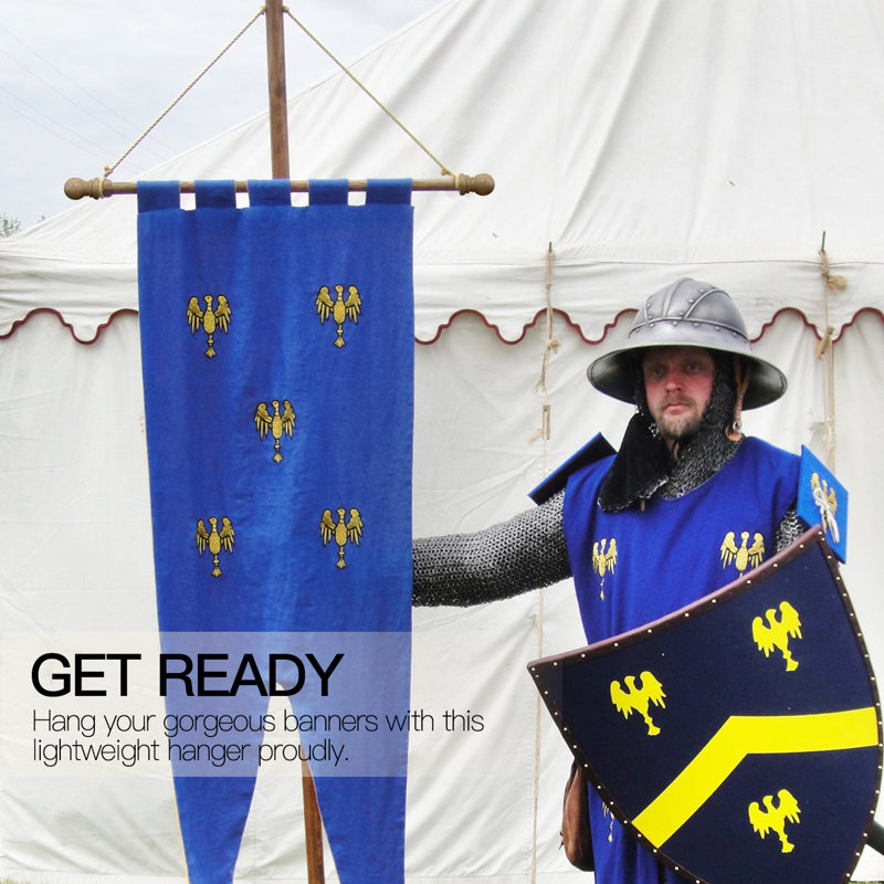 Arlmont & Co. 35" Wooden Banner Pole Horizontal Flag Hanger for House ...