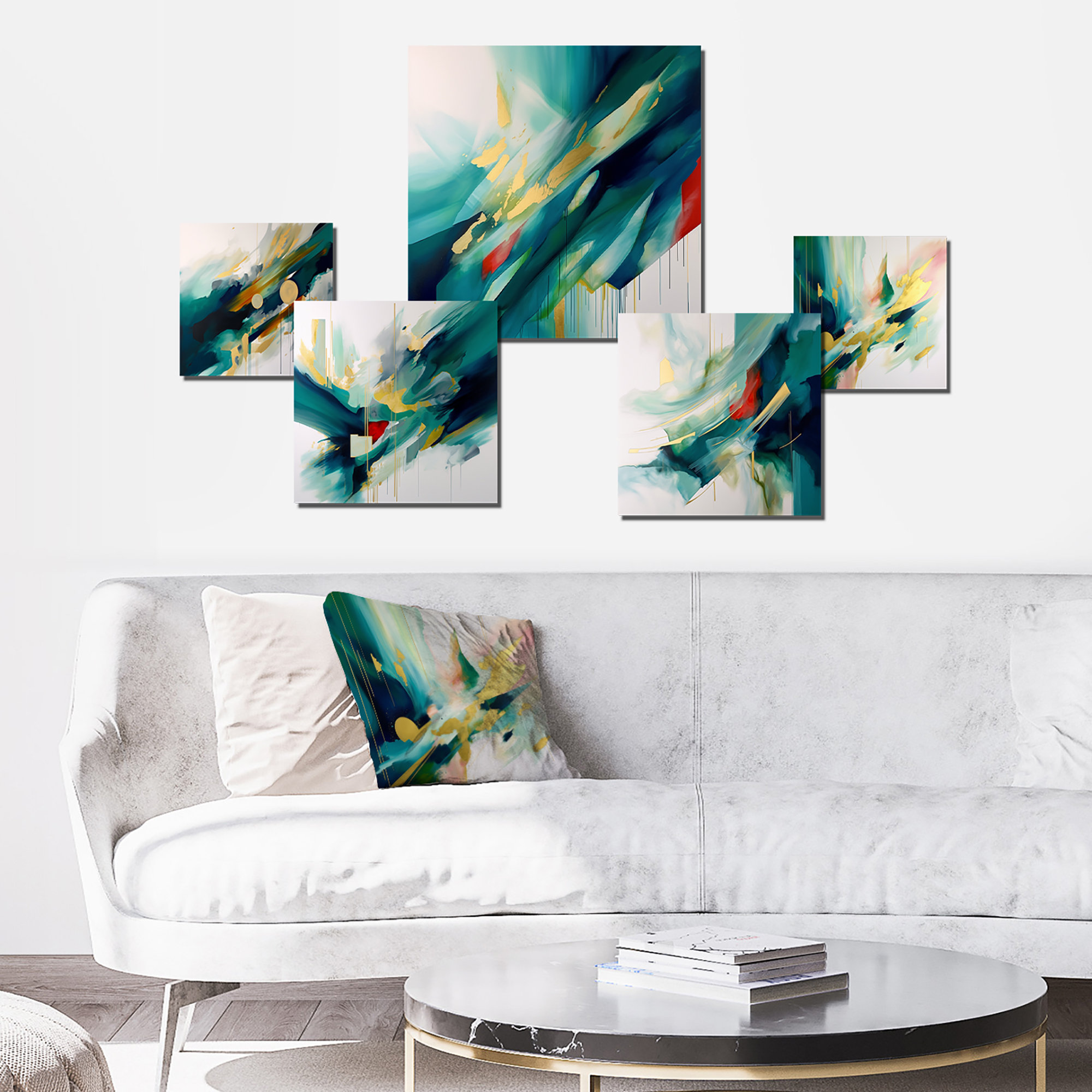 Ivy Bronx Geometric Green And Gold Motion - Abstract Geometric Wall Art ...