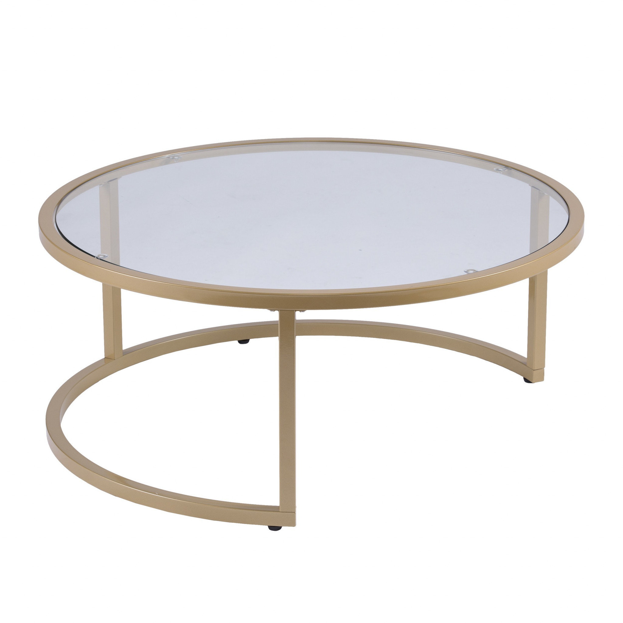 Mercer41 Set Of Two Gold Glass Round Nested Coffee Tables - Wayfair Canada