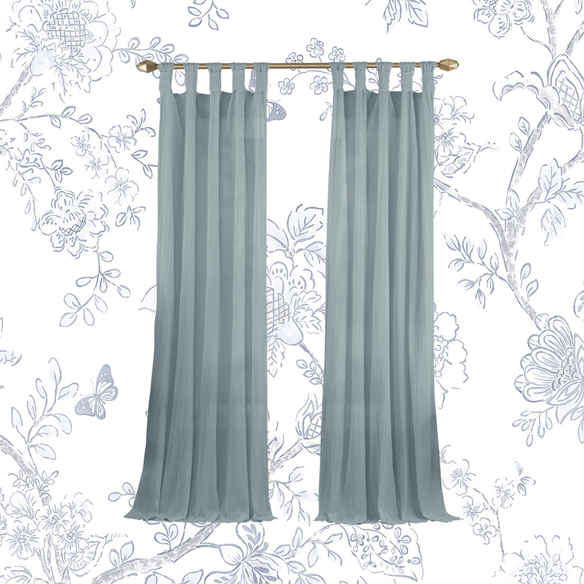 Kelly Clarkson Home Liebert Solid Semi-Sheer Tab Top Curtain Panel ...
