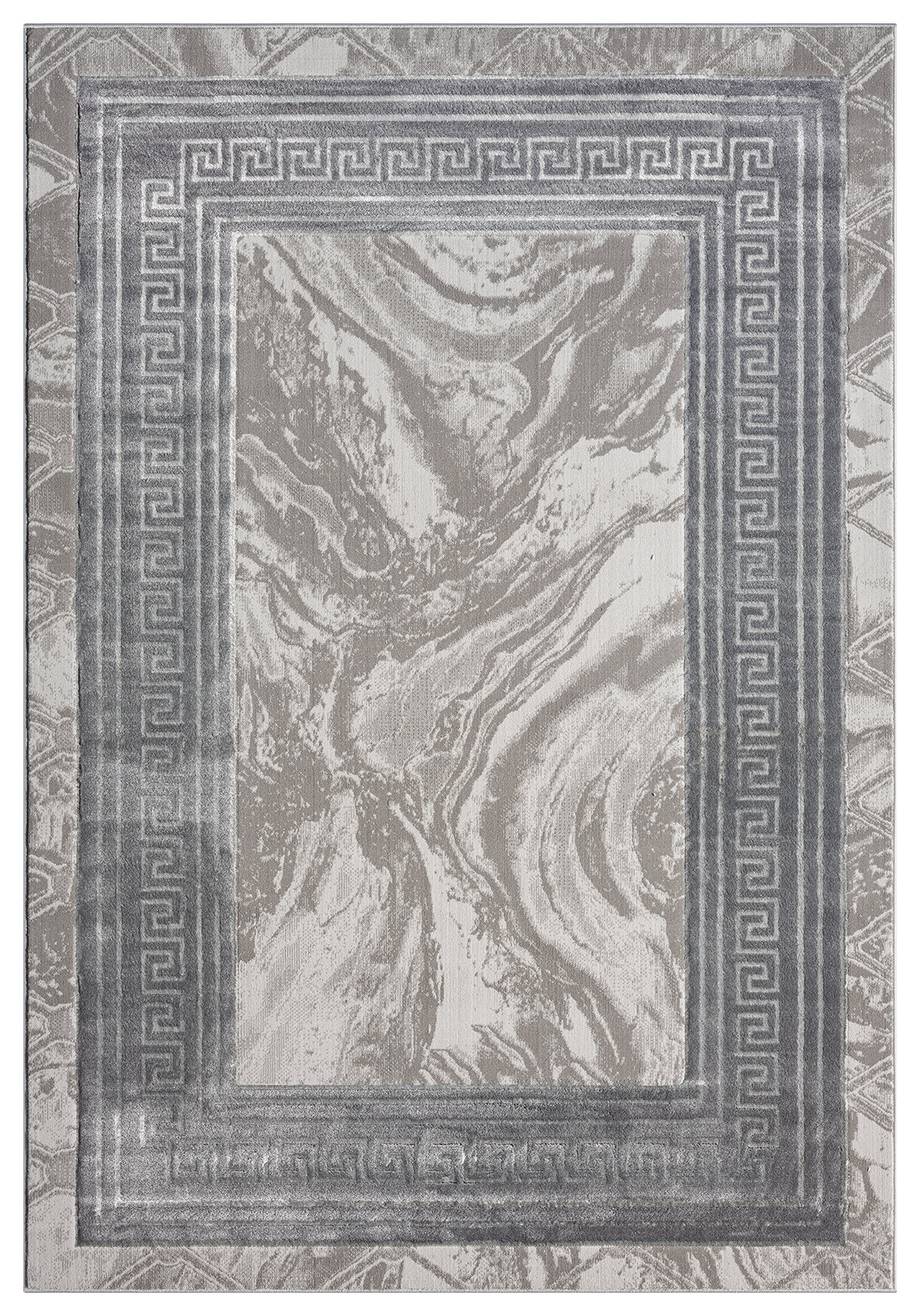 MDA RUG IMPORTS Ksamil Collection Cream/Gray Abstract Border Area Rug ...
