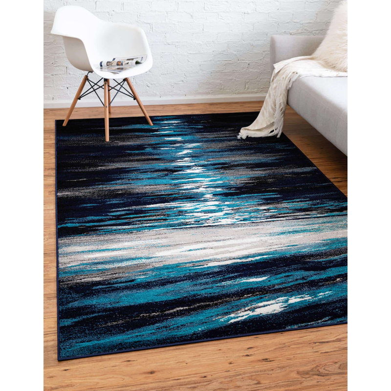 Wrought Studio Sidney Performance Navy Blue Rug & Reviews | Wayfair