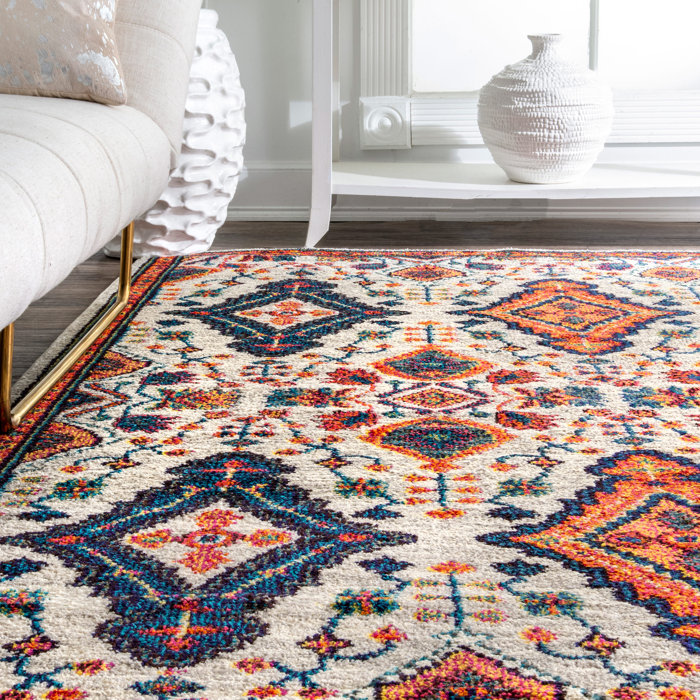 World Menagerie Cassella Orange/Blue Area Rug & Reviews | Wayfair
