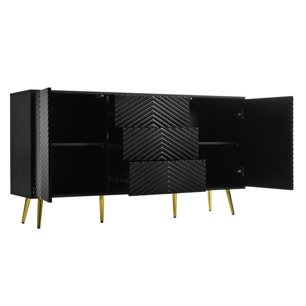 Mercer41 Modern Sideboard Geometric Line Design | Wayfair