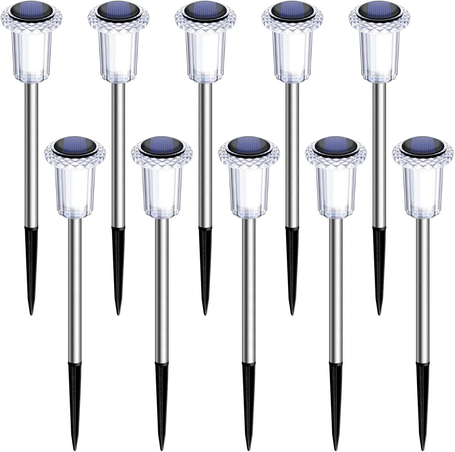 VONDREAMSET Solar Lights Outdoor 10 Pack Solar Pathway Lights Outdoor ...