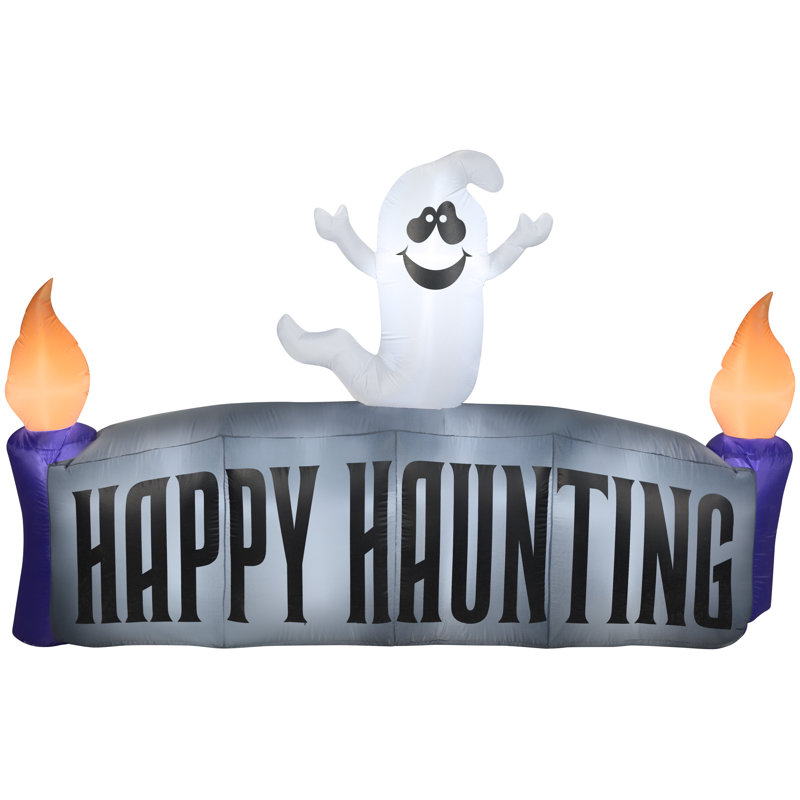 Gemmy Industries Ghost with Happy Haunting Sign Inflatable | Wayfair