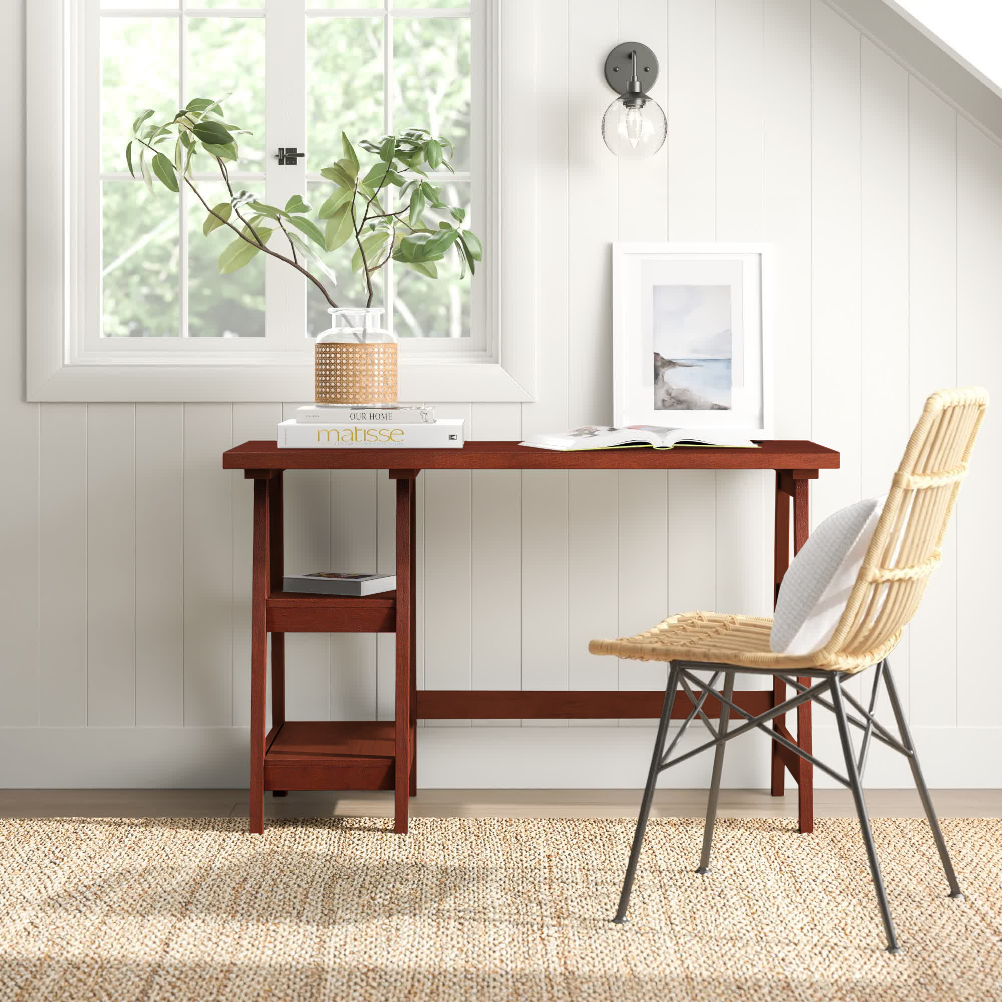 Ebern Designs Saribek Computer Desk with Built in Outlets & Reviews ...