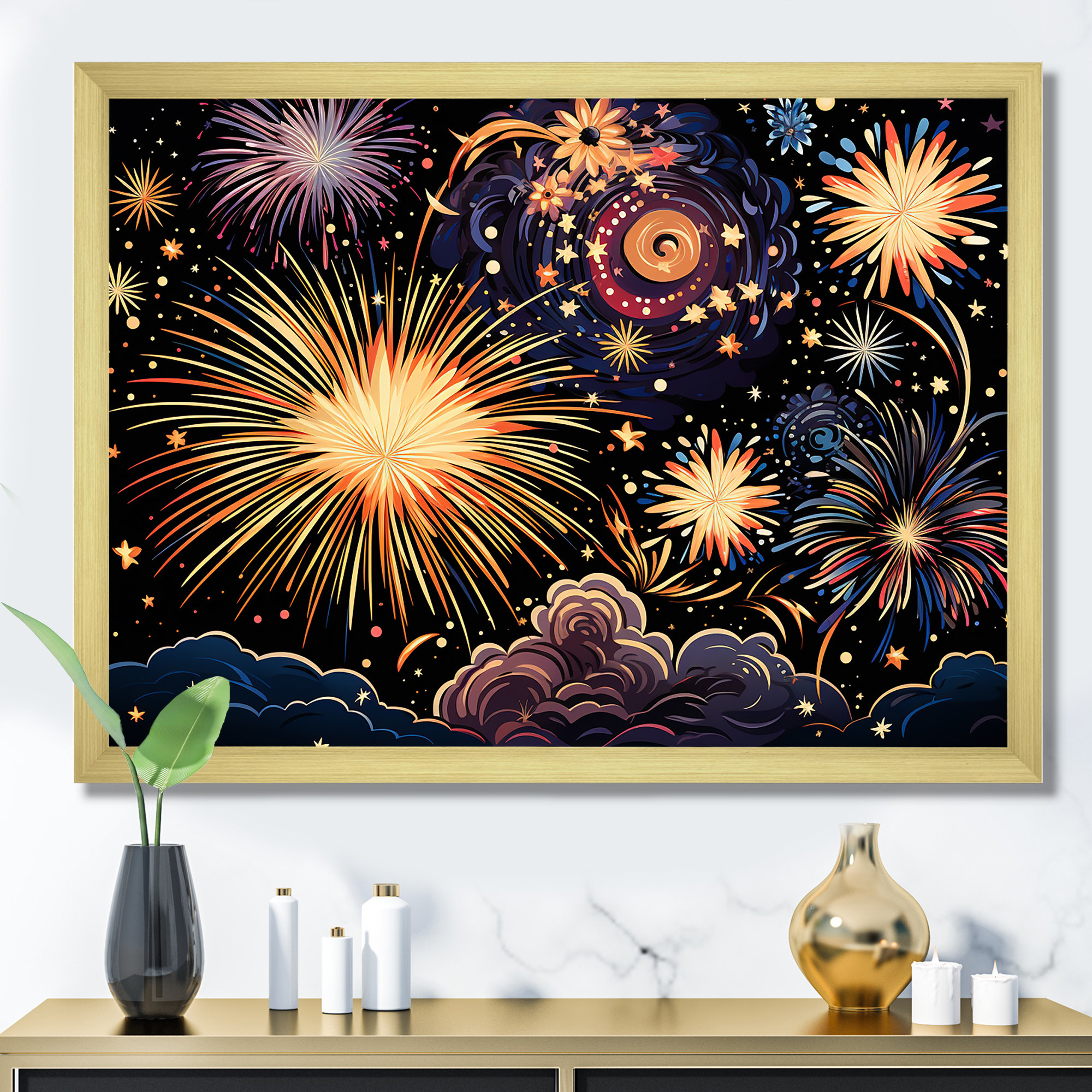 Winston Porter Fireworks Celestial Sky - Fireworks Wall Art - Wayfair ...