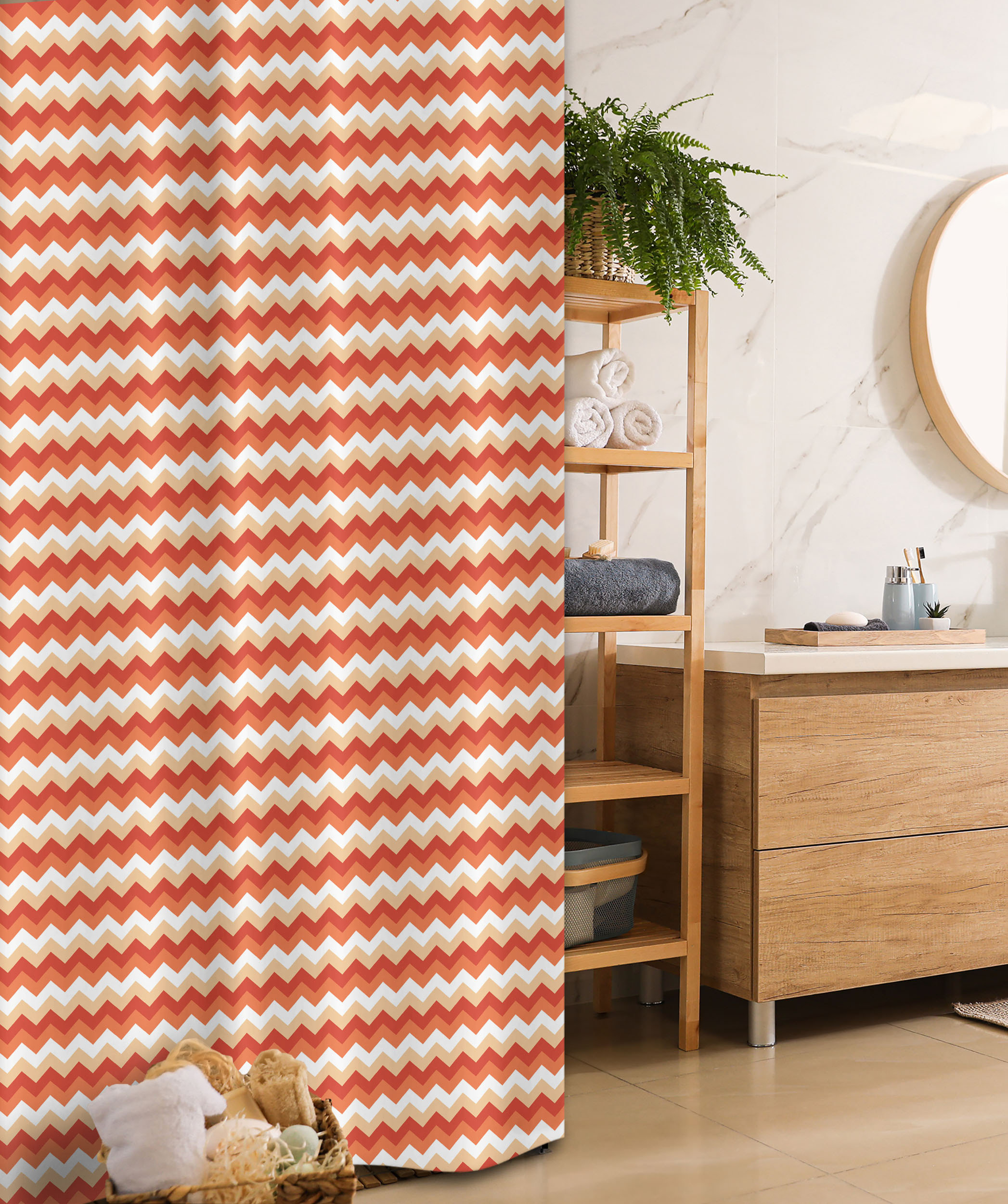 East Urban Home Nevae Chevron Shower Curtain with Hooks Included | Wayfair