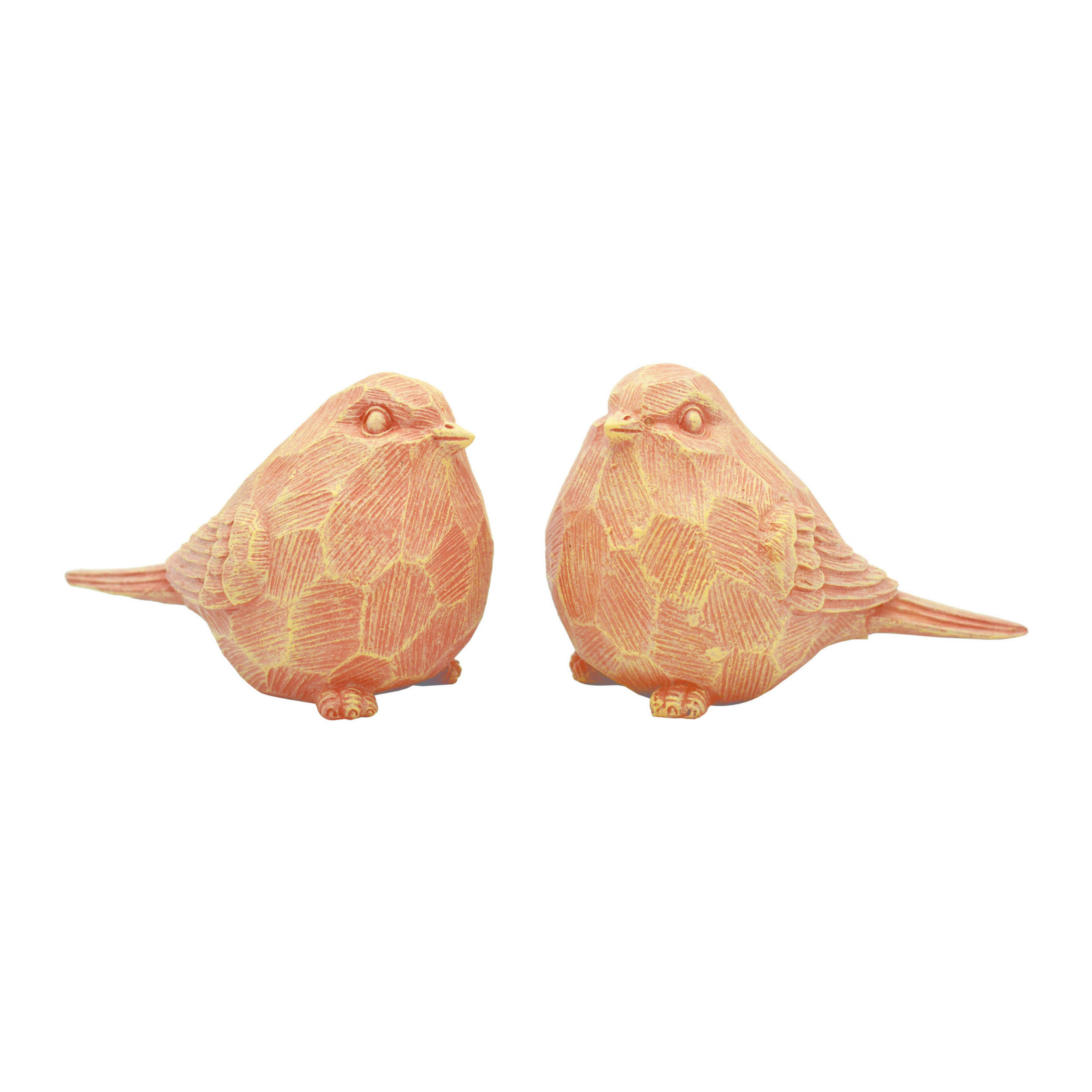 The Holiday Aisle® Large Resin Faux-Wood Carved Bird Figurine Set of 2 ...