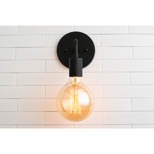 17 Stories Simple Industrial Wall Sconce with a Large Edison Bulb | Wayfair