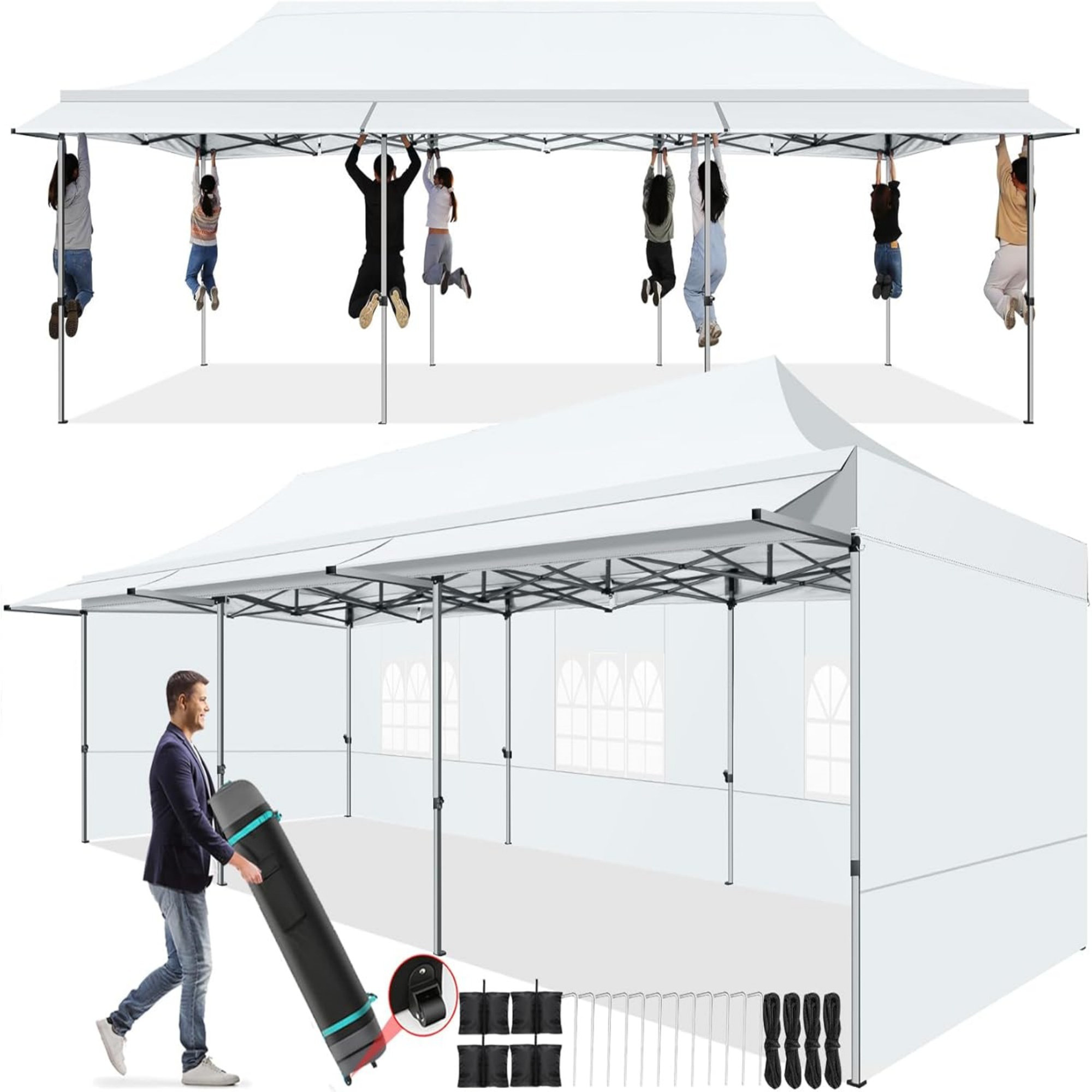 HOTEEL 10x30 Pop Up Canopy Tent with Awning,Heavy Duty Canopy | Wayfair