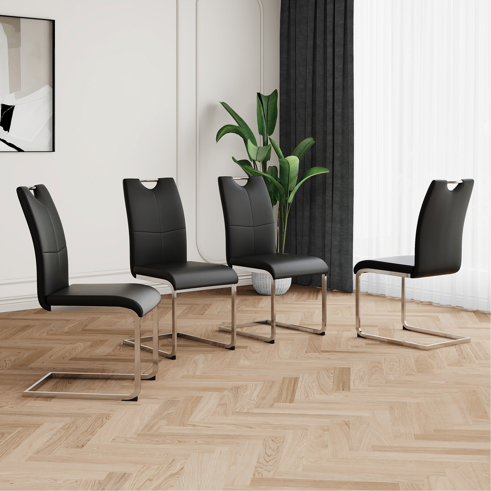 Wrought Studio™ Versatile Faux Leather Dining Chairs With Stylish ...
