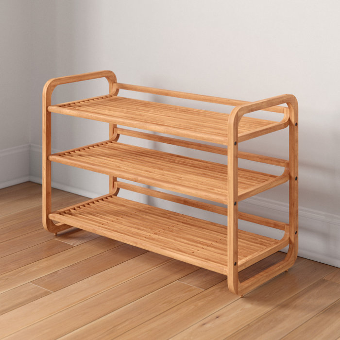 Three Posts™ 12 Pair Stackable Solid Wood Shoe Rack & Reviews | Wayfair
