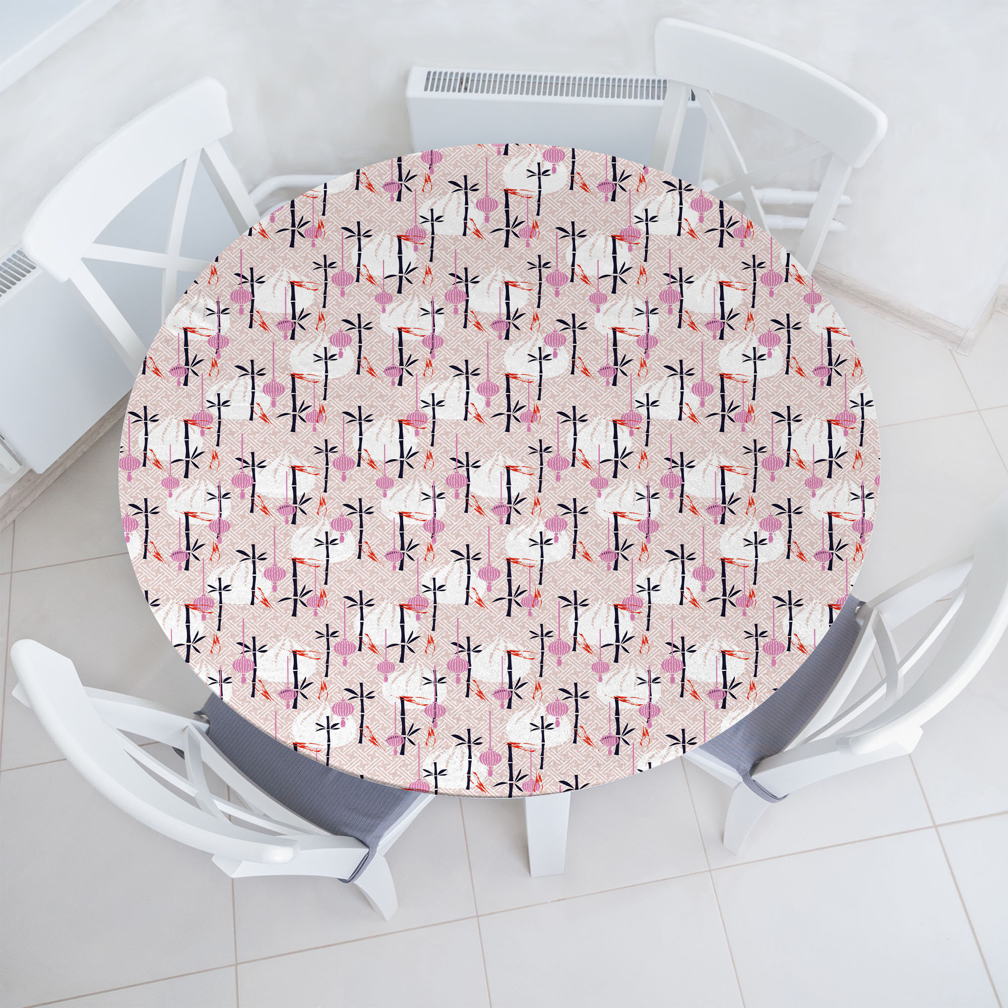 Millwood Pines East Fitted Round Tablecloth Pale Salmon Multicolor ...