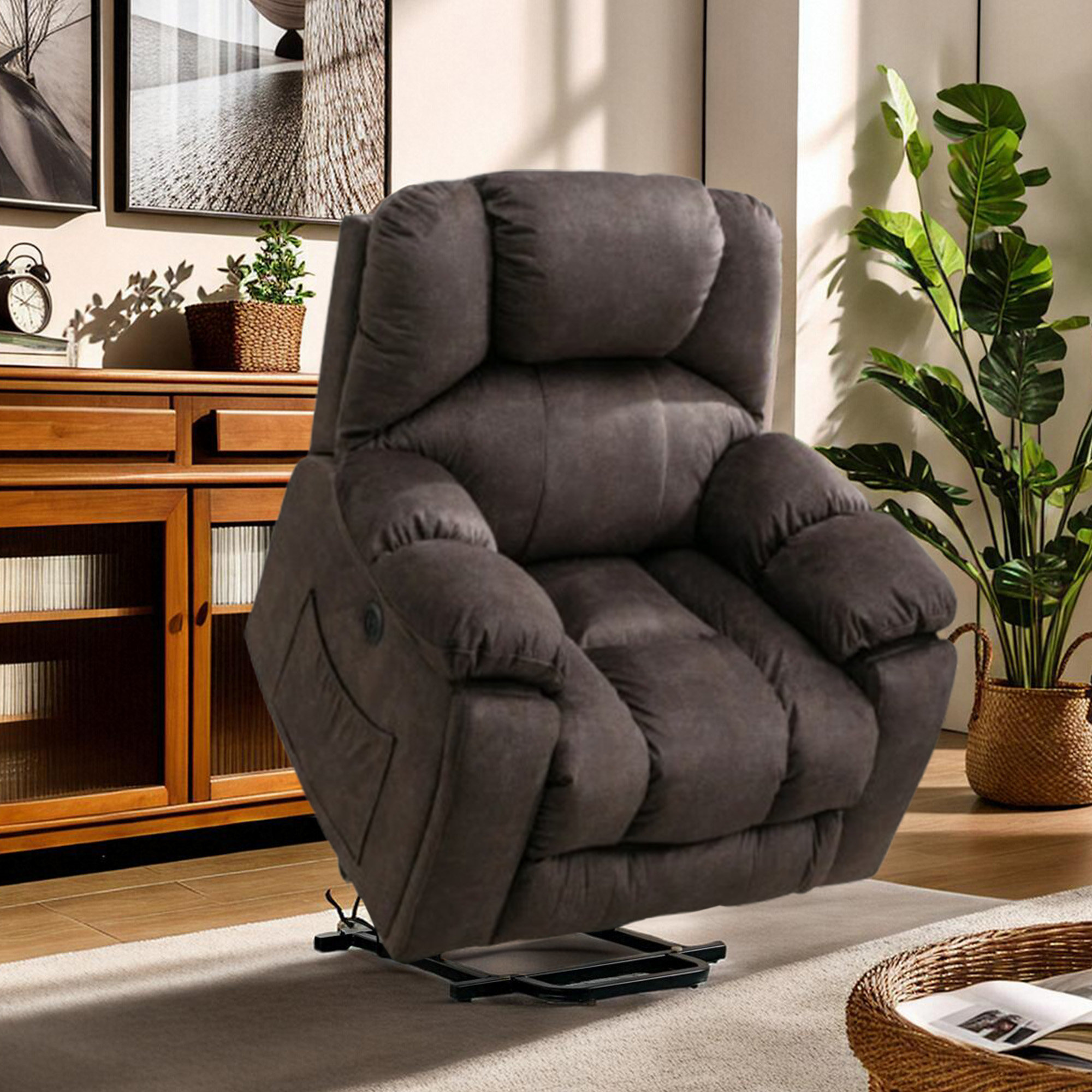 Red Barrel Studio® 40.6" W Oversize Big Man Power Lift Assist Recliner Chair With Massage ...