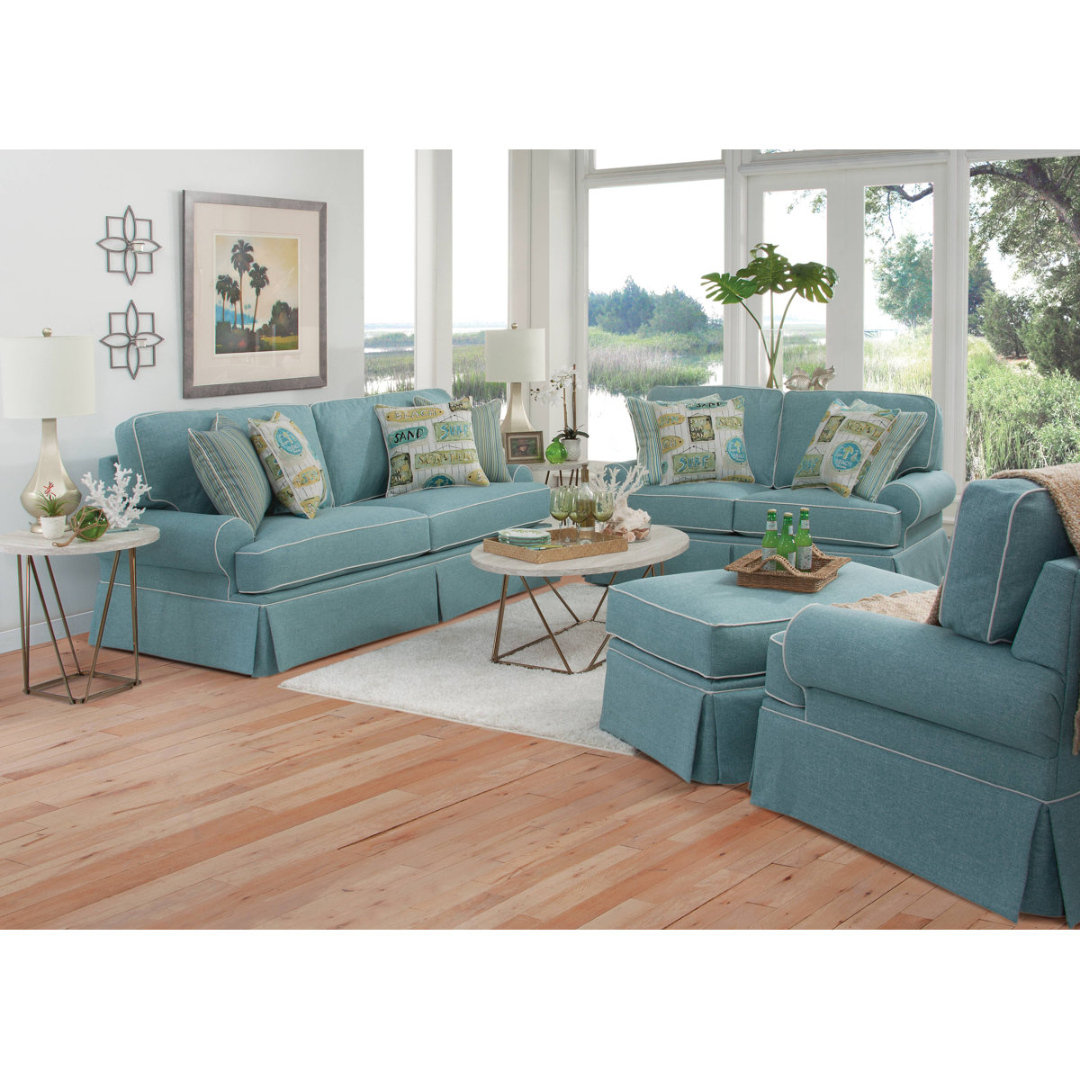 Woodhaven Furniture 90" Round Arm Sofa with Reversible Cushions ...