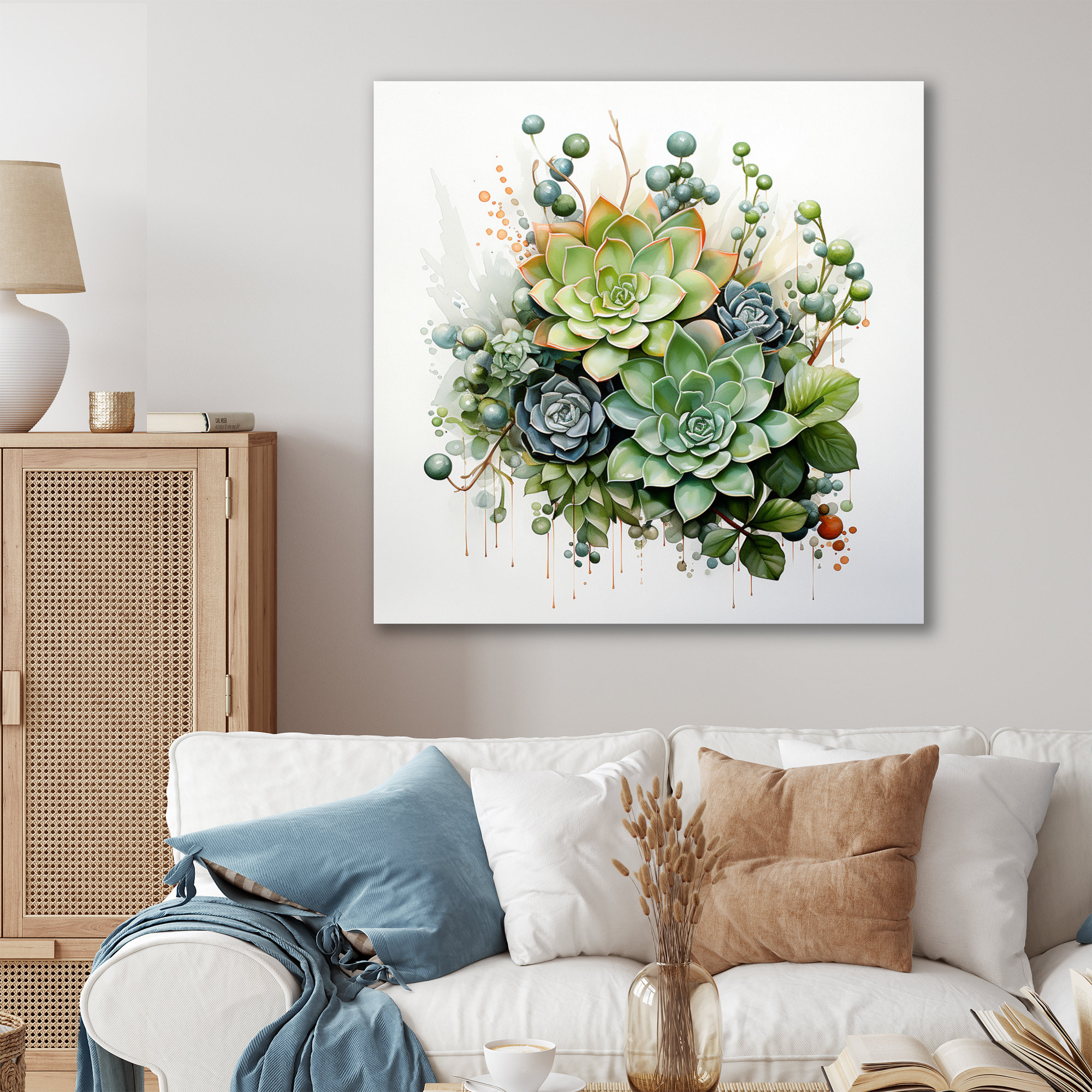 Bungalow Rose Green Succulents Flowers Serene Succulents VII - Print ...