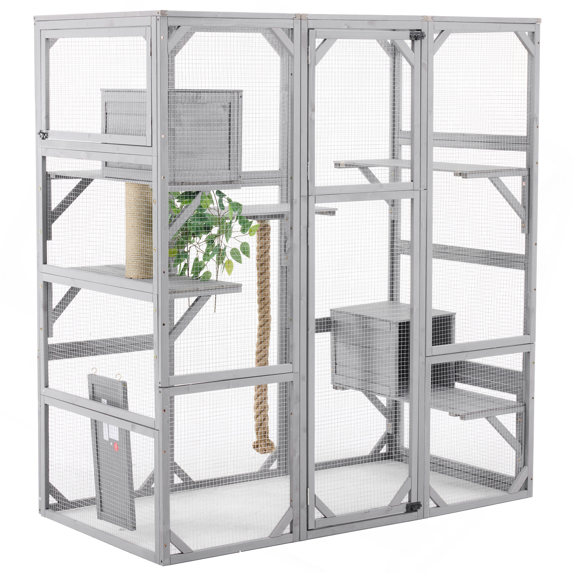 TYUNABRN Outdoor Cat House, DIY Cat Enclosure, Cat Catio With Double ...