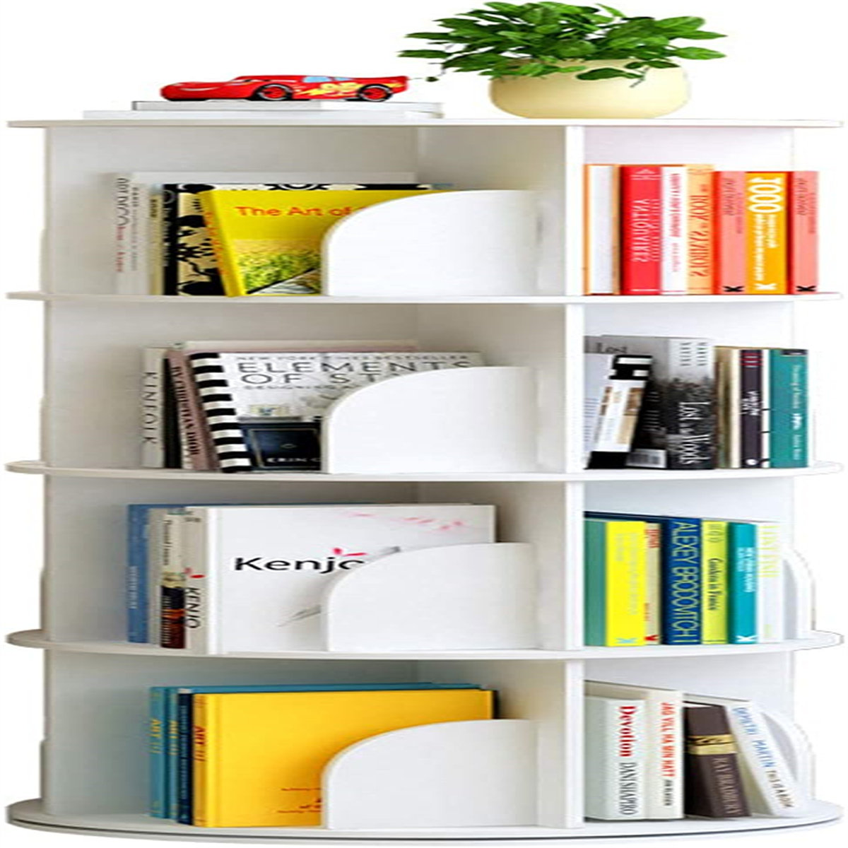 Winston Porter Four Layer Rotary Bookshelf Simple Modern Simple Office ...