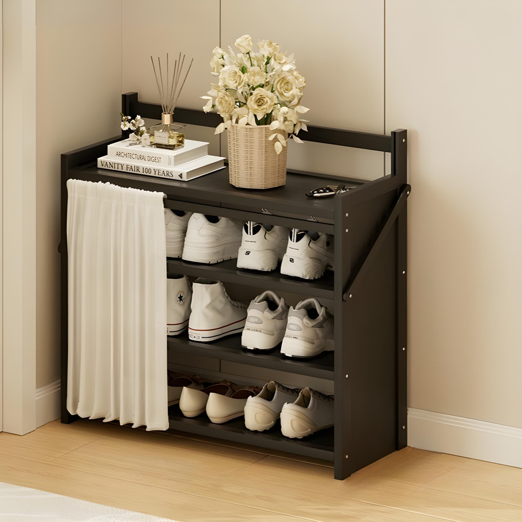 Gracie Oaks Non Installation Folding Shoe Rack, Multi-Layer Household ...